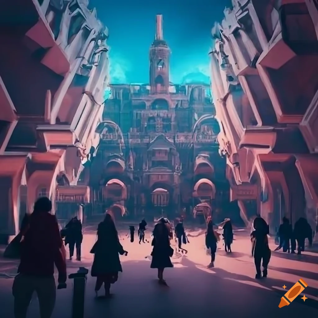 Complex and detailed concept art of a crowded gathering on Craiyon