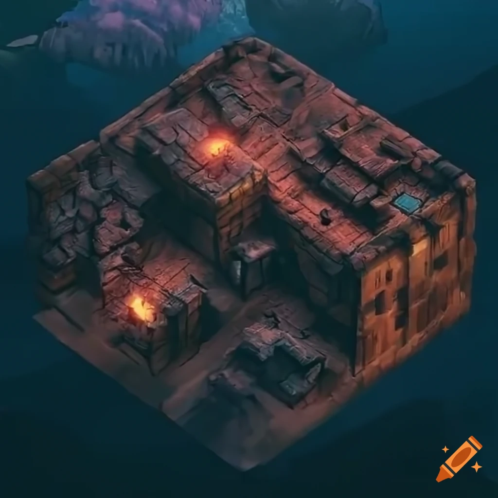 Intricate isometric terrain tiles concept art on Craiyon