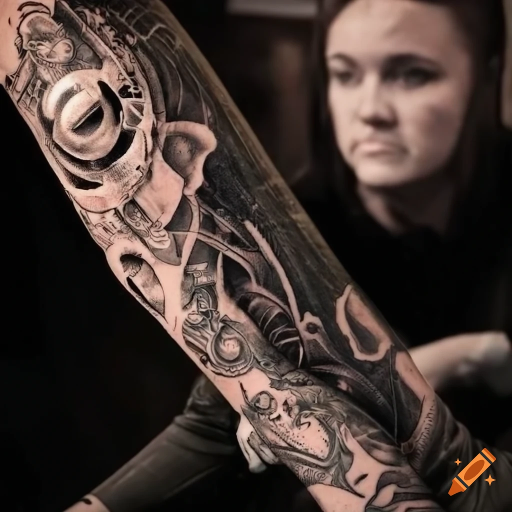 Mechanical themed Full Sleeve Tattoo On Craiyon