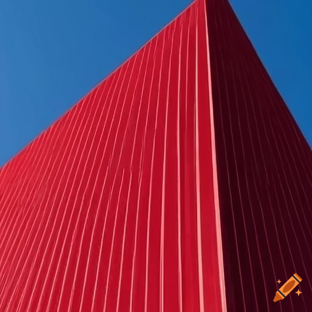 Abstract art of a skyscraper covered in a giant red sheet on Craiyon