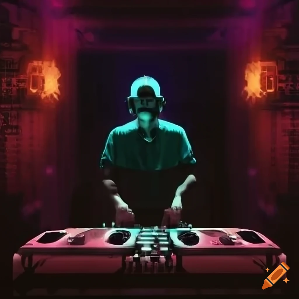 Image of a digital dj in a binary room