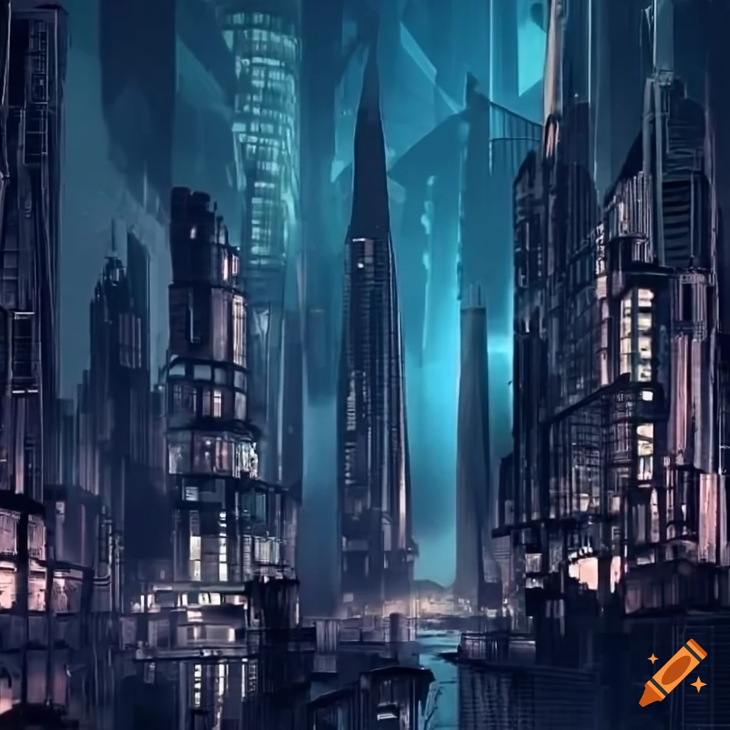 Detailed futuristic city made of glass on Craiyon