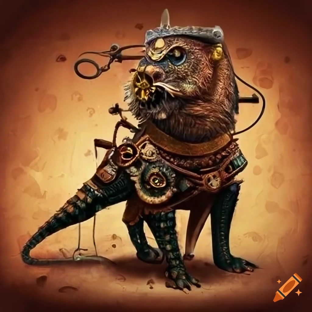 Steampunk-inspired animal artwork on Craiyon