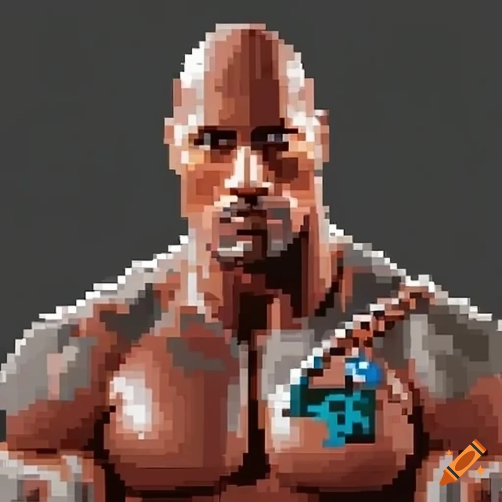 Pixel art of Dwayne Johnson in a NES game on Craiyon