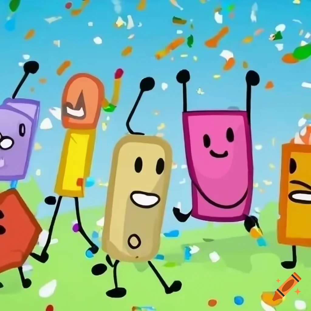 Animated characters celebrating in excitement on Craiyon