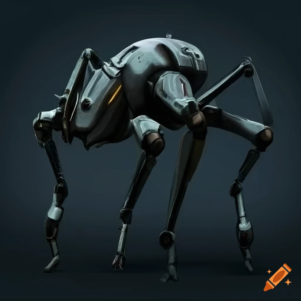 Scifi locust robot on the ground