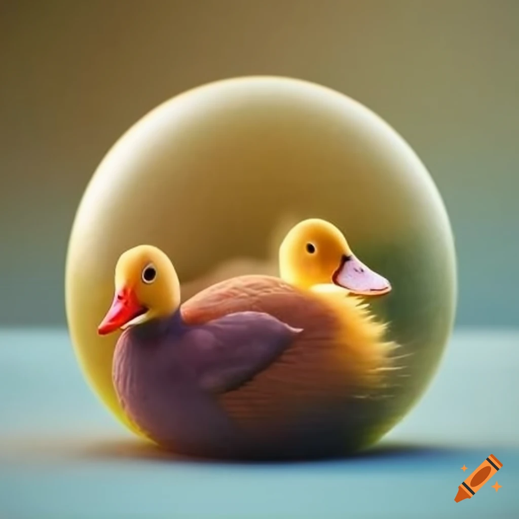 Funny image of a duck inside a sphere