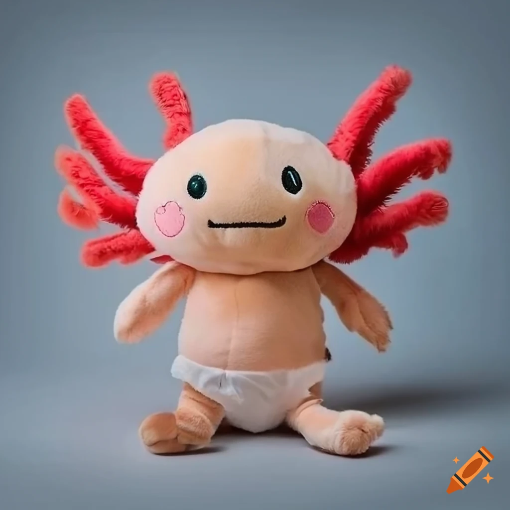 Plushie lizard wearing a large red wig on Craiyon