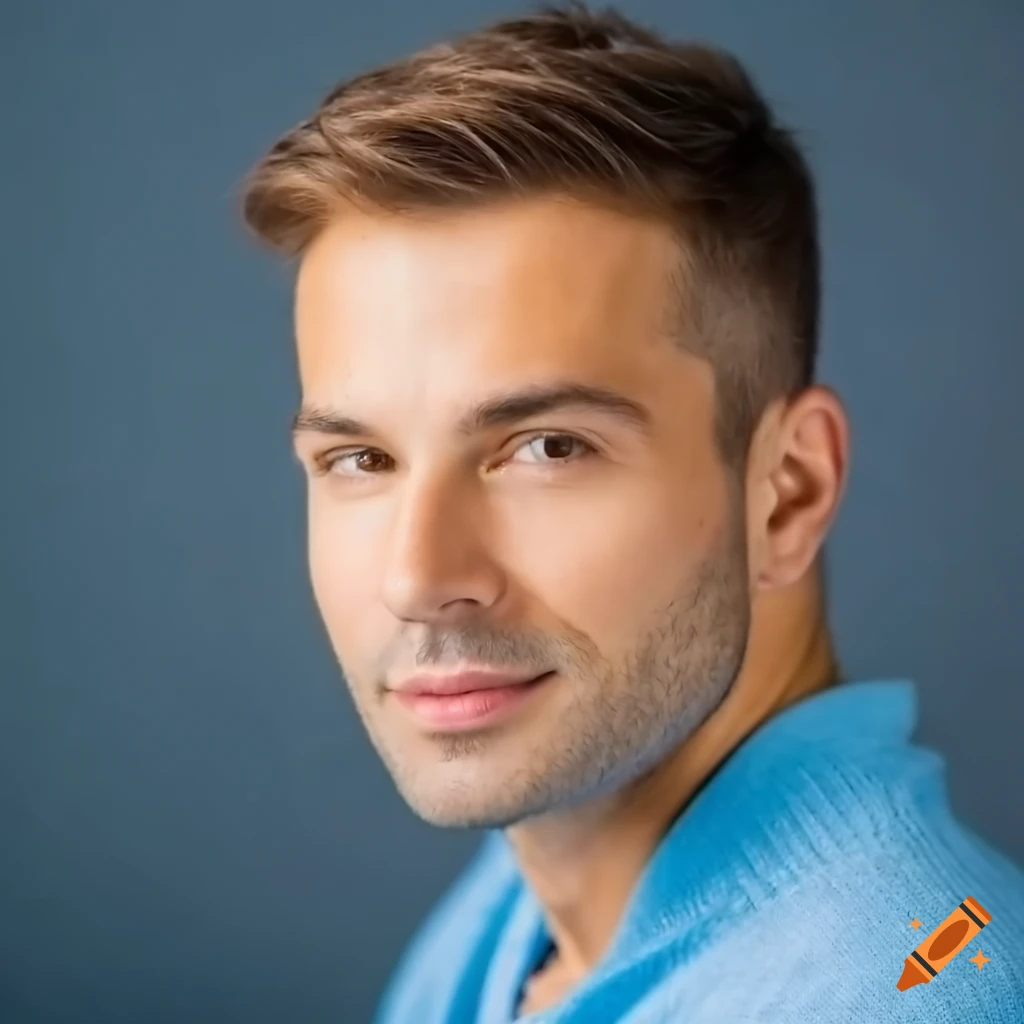 Beautiful greek man in a dark suit in front of a white background on ...