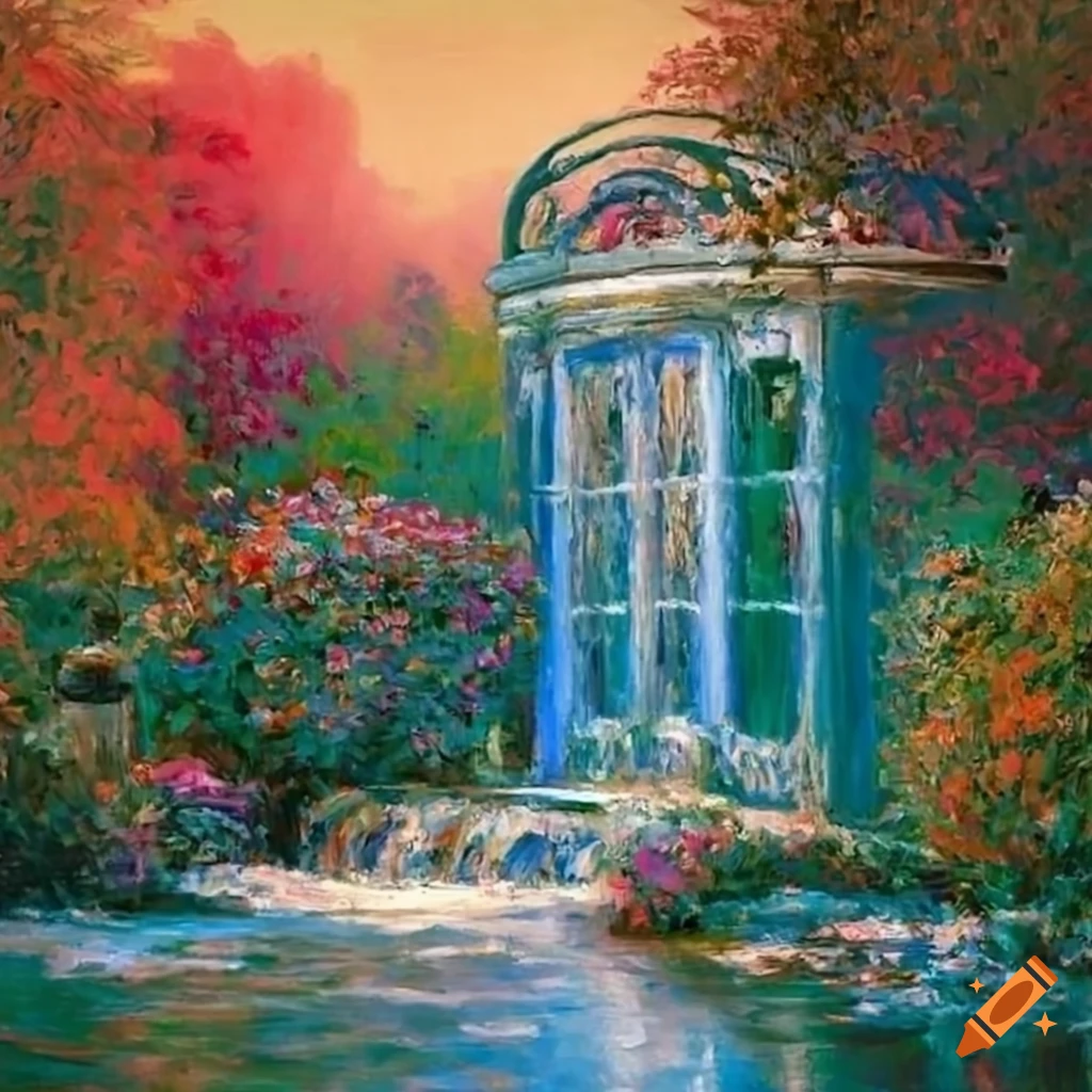 Monet's victorian garden and cathedral window on Craiyon