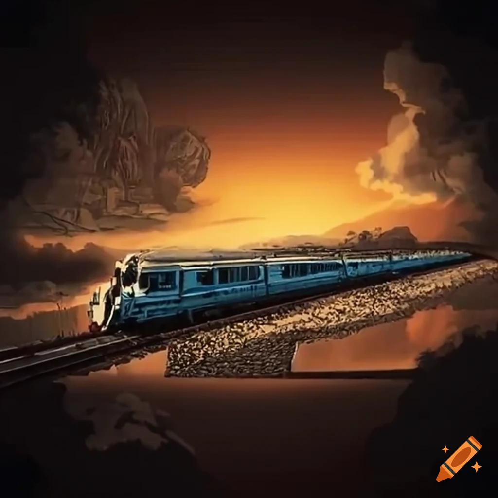 Long train with endless wagons on Craiyon