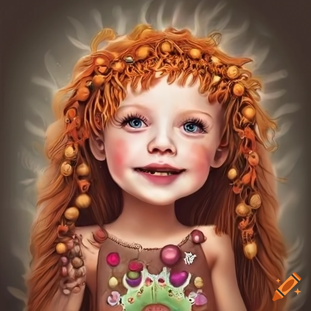 Colorful illustration of smiling ginger-haired girls on Craiyon