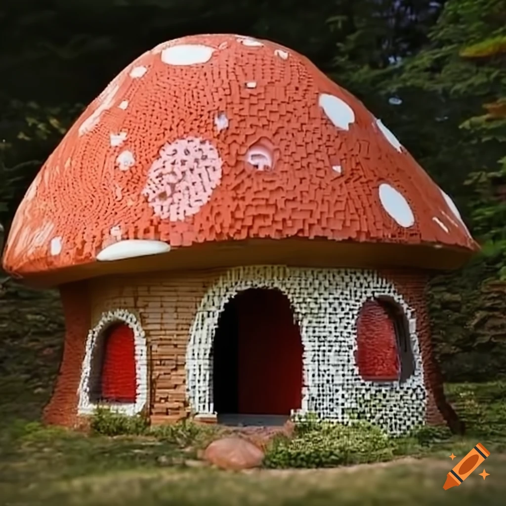 Brick mushroom house on Craiyon