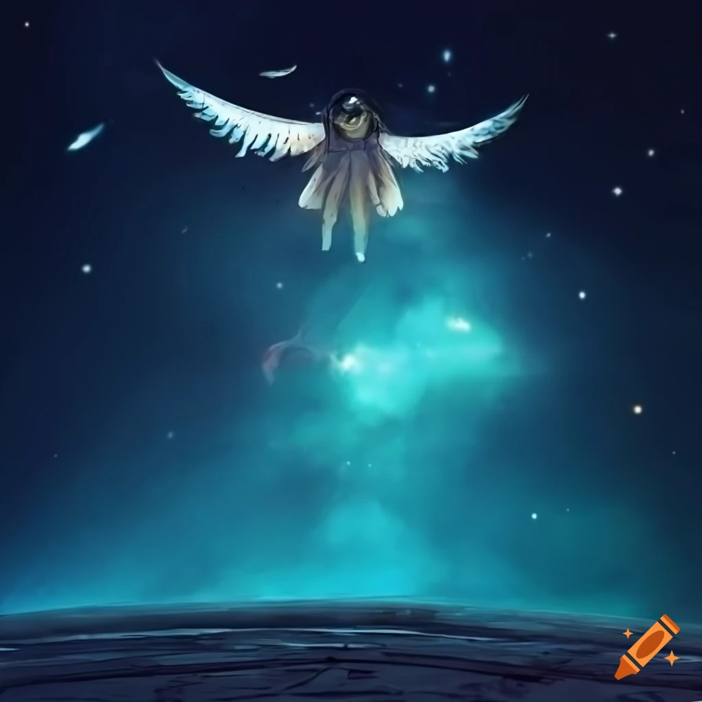 Image of an angel and spaceship in the sky on Craiyon