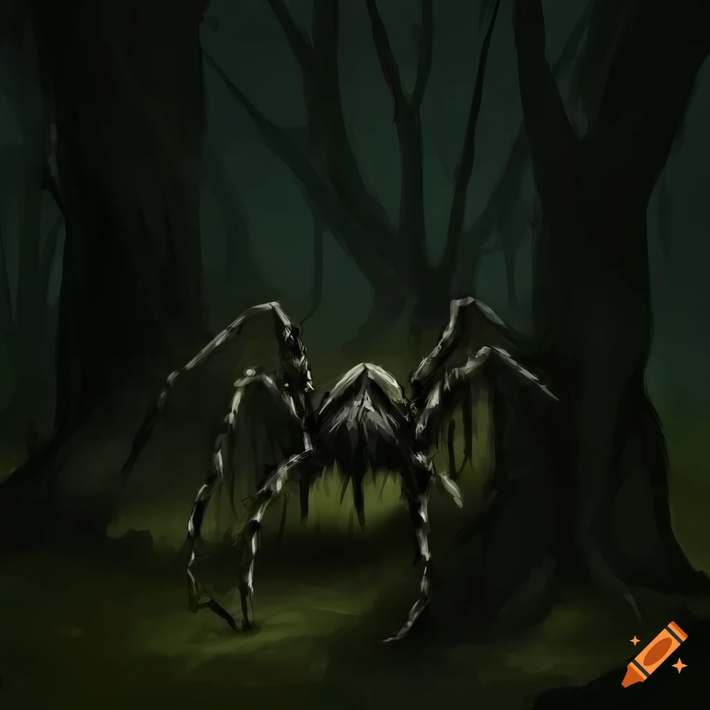 Dark medieval forest spider on Craiyon