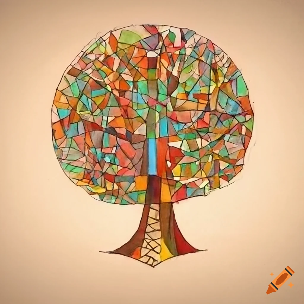 Geometric tree drawing in the style of Paul Klee on Craiyon