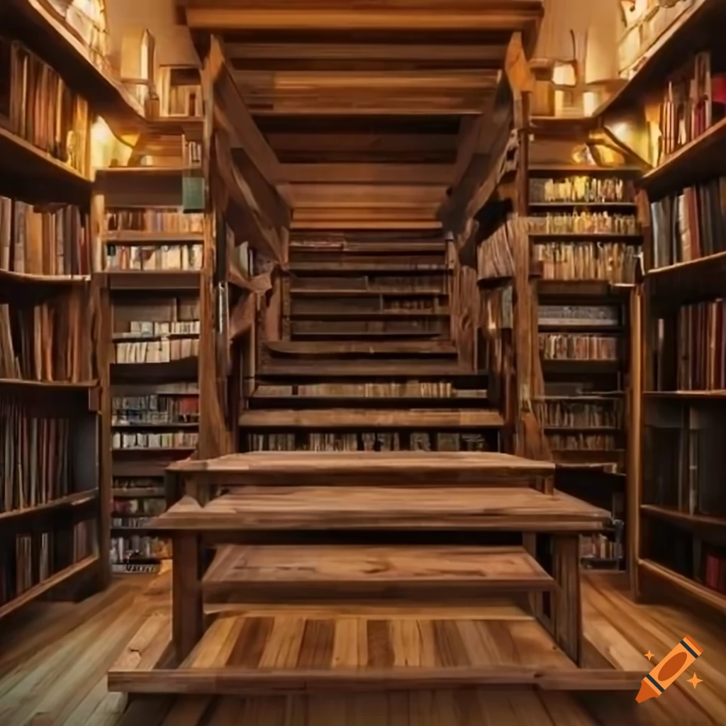 Office with a desk, armchair, and bookshelf in a stone cave with a ...