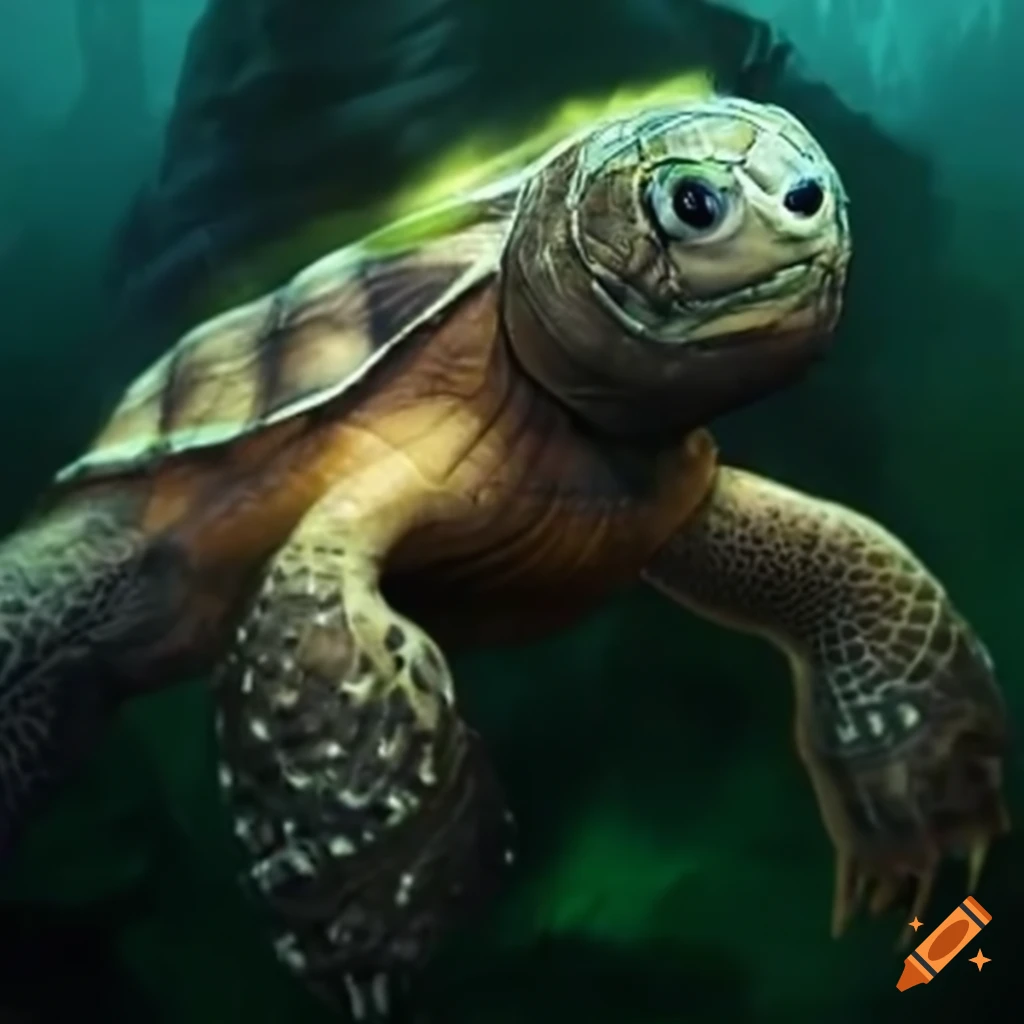 Artwork of a turtle in a battle on Craiyon