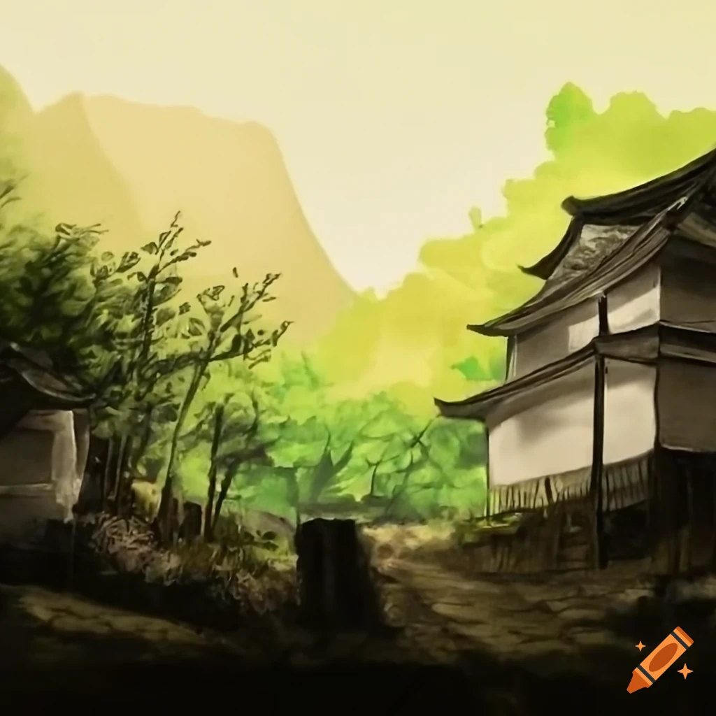 Picture of a historical village during the Kofun period in Japan on Craiyon