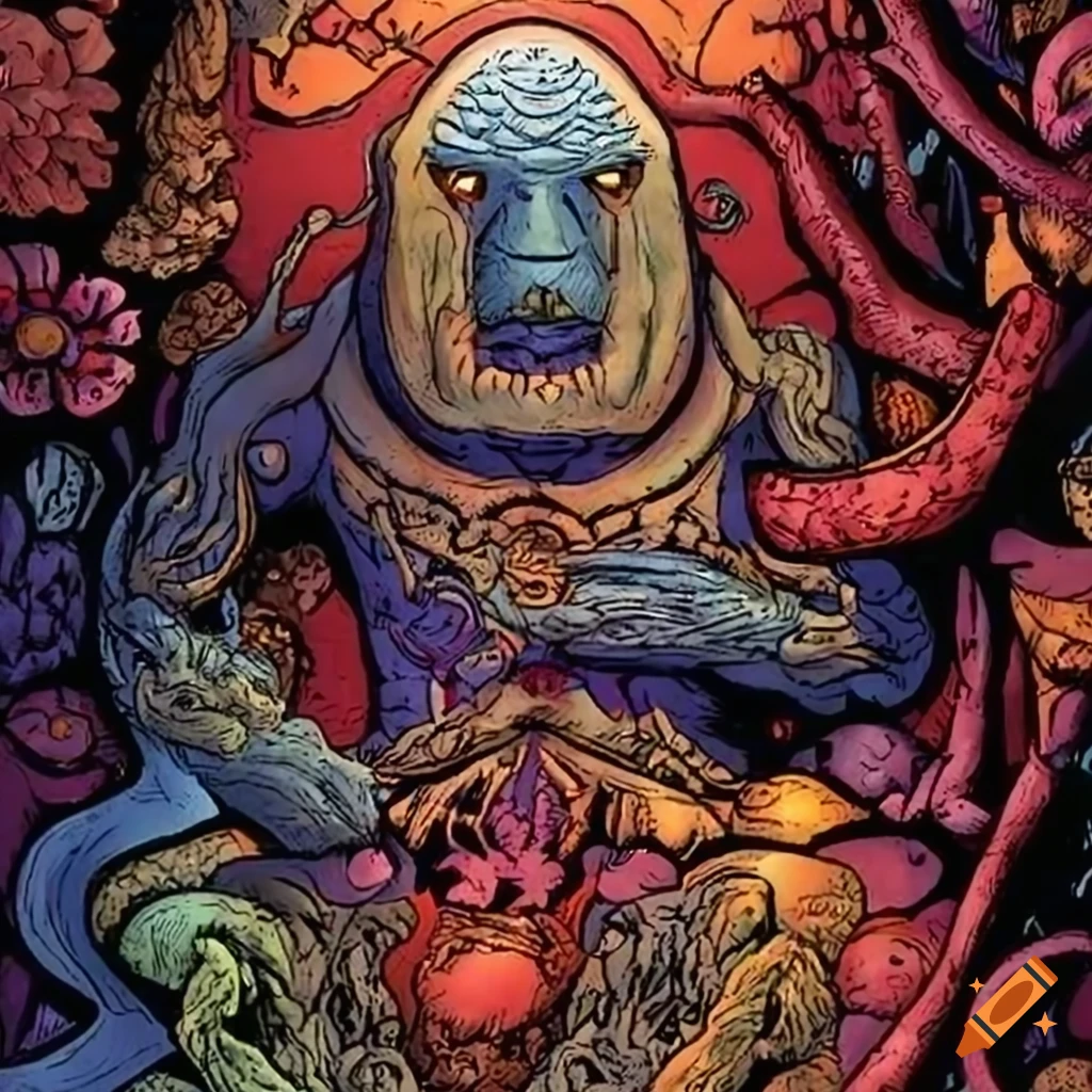 Graphic illustration of a colorful bestiary on Craiyon