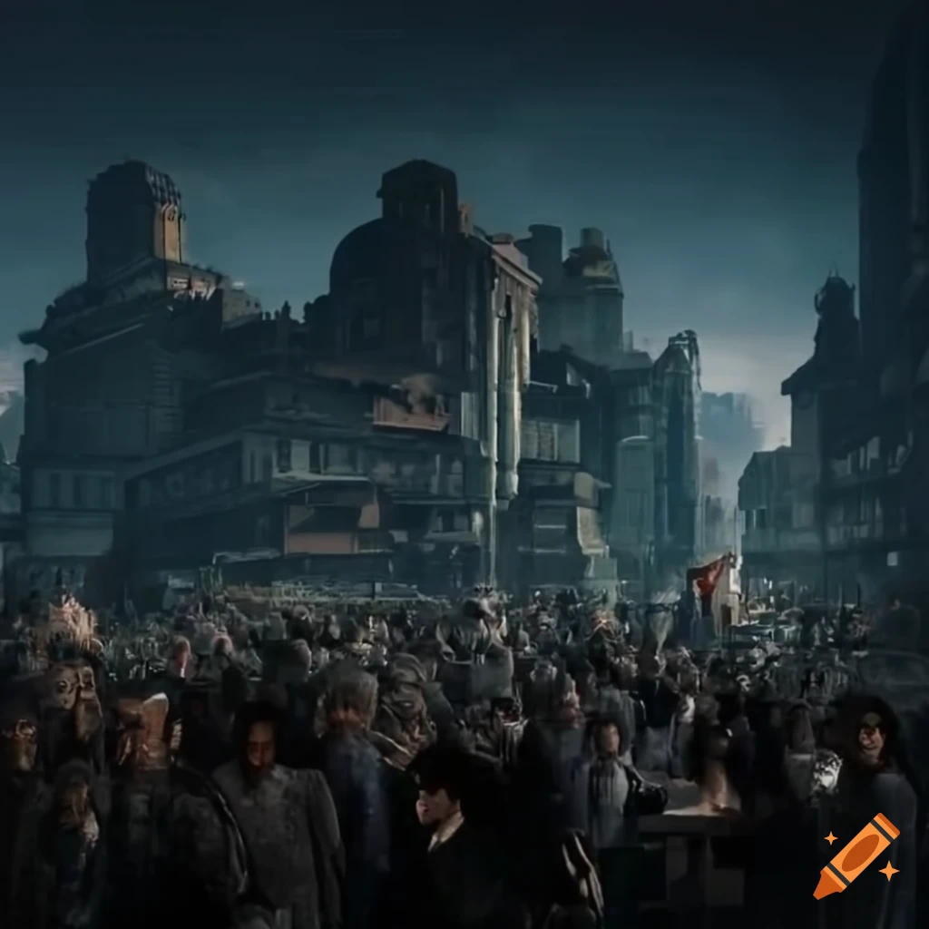 Complex and detailed concept art of a crowded gathering on Craiyon