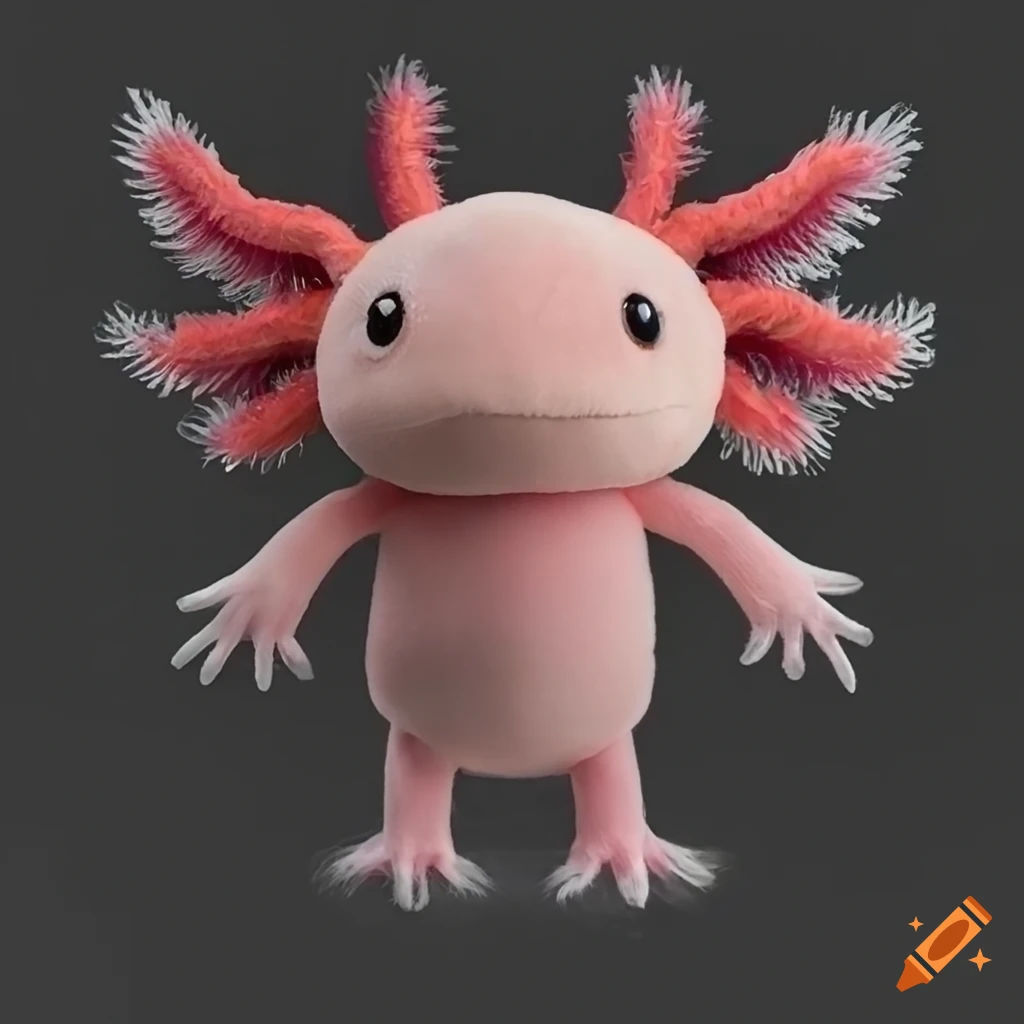 Adorable stuffed axolotl standing on Craiyon