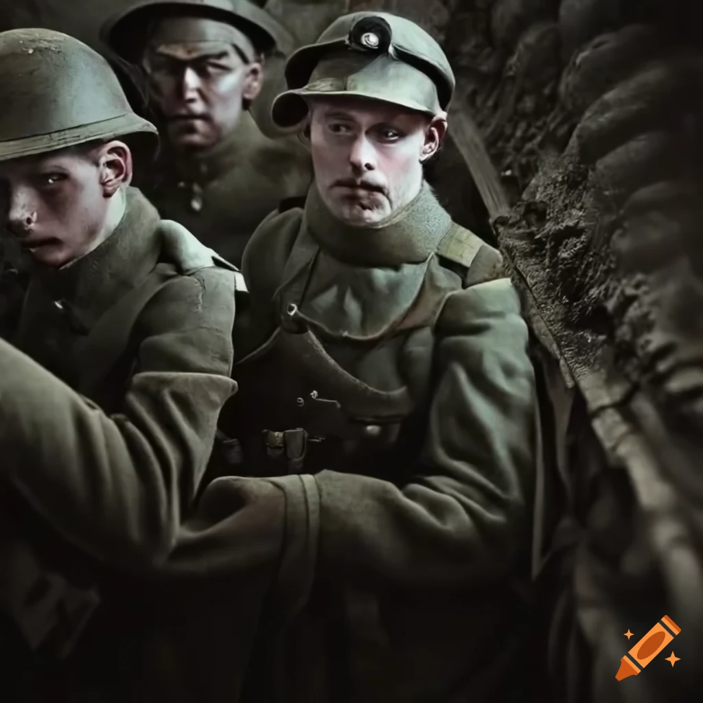 Ww1 soldiers in a trench on Craiyon