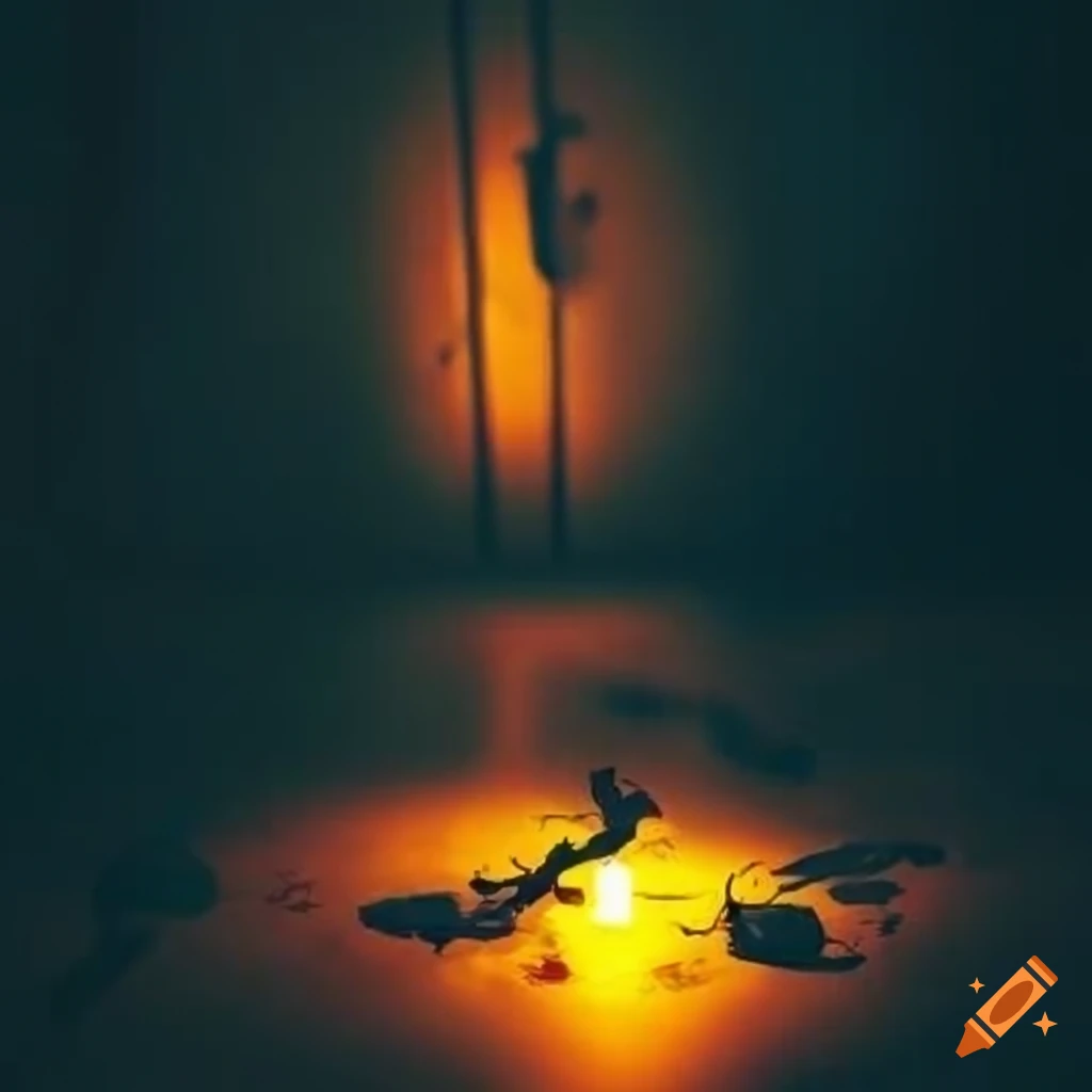 Dark summoning room with yellow lighting on Craiyon