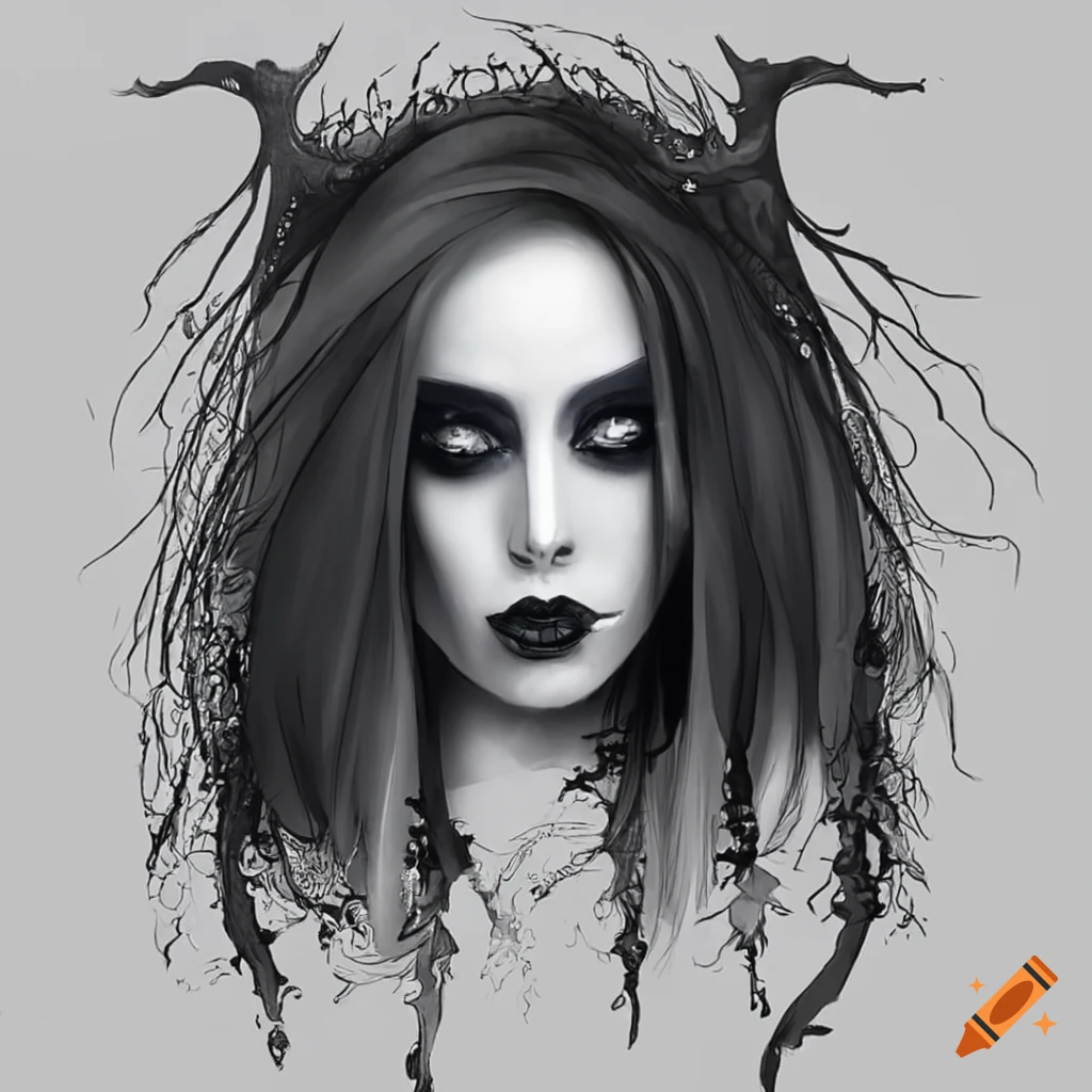 Image of a gothic witch queen on Craiyon