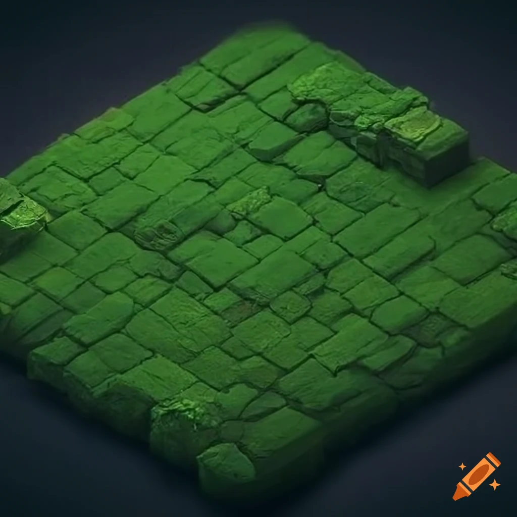 Black background with isometric grass tile for fantasy rpg