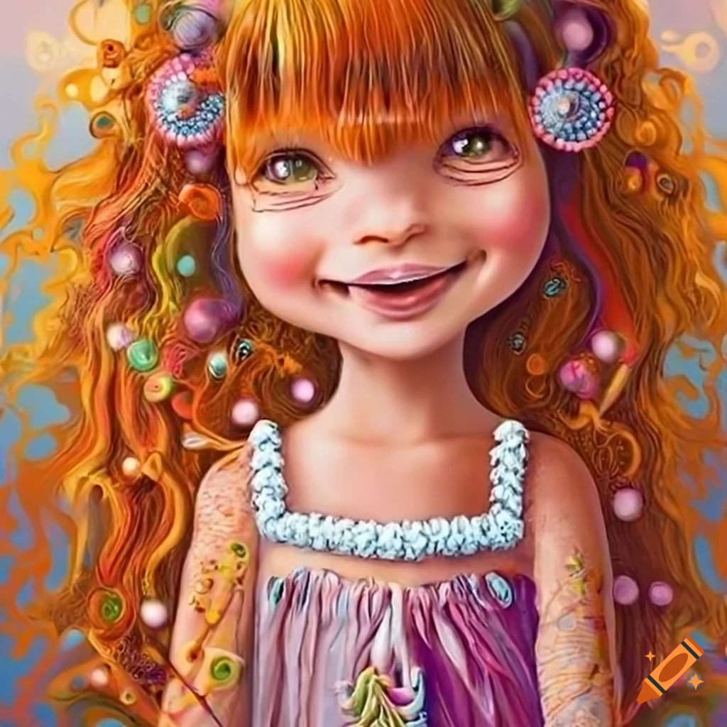 Colorful and unique illustration of cute ginger-hair girls on Craiyon