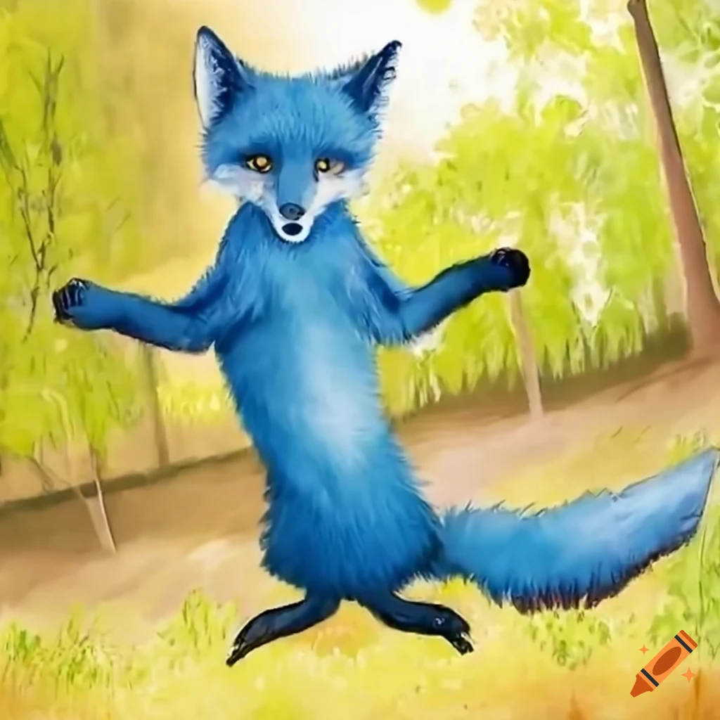 Sunny day with a fox dancing on the school campus