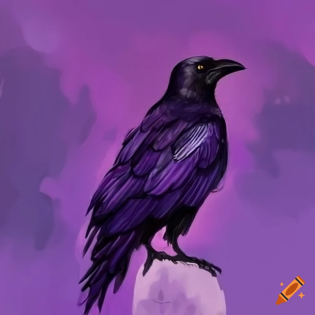 Raven with amethyst crystal on Craiyon
