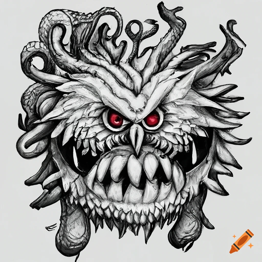 Illustration of a beholder owl on Craiyon