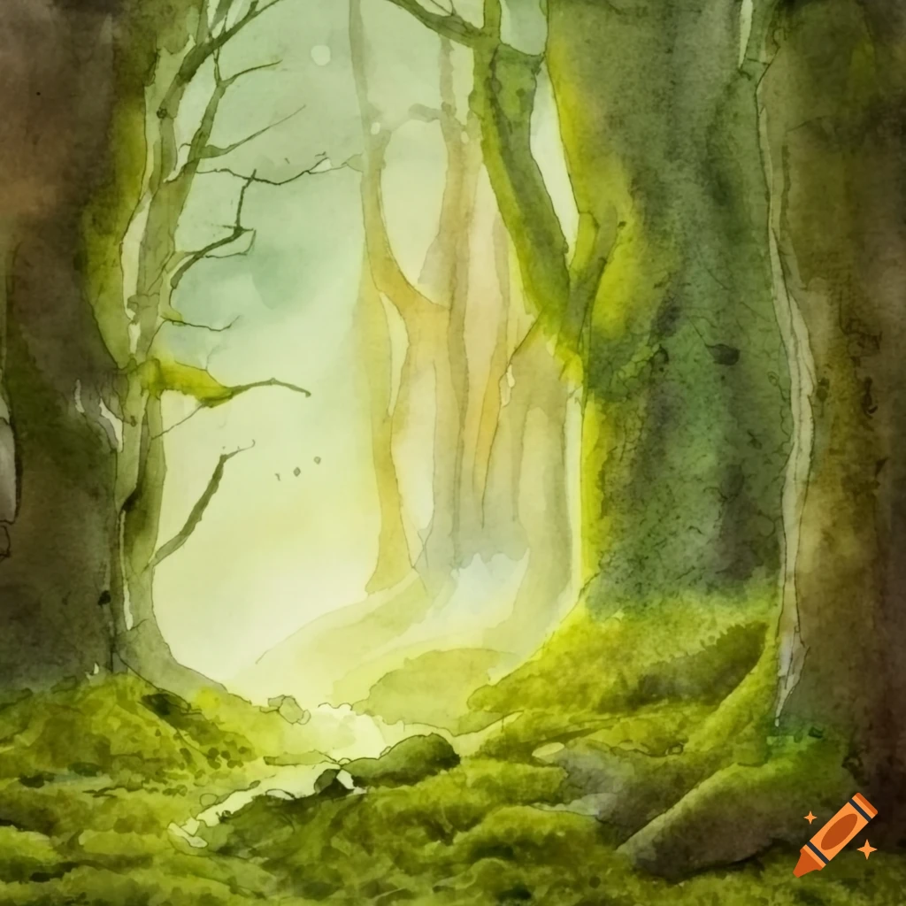 Watercolor painting of a forest on Craiyon