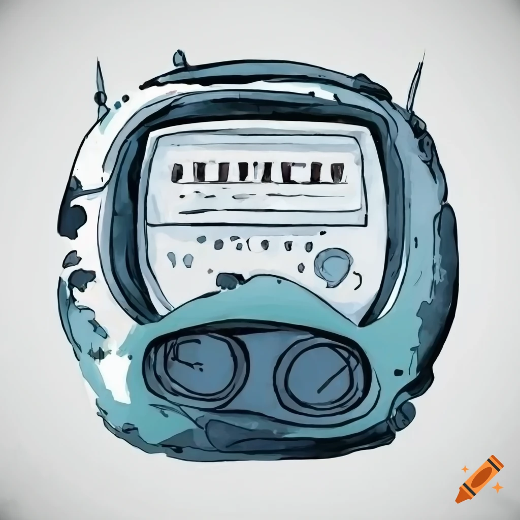 Watercolor illustration of a power meter from the side on Craiyon