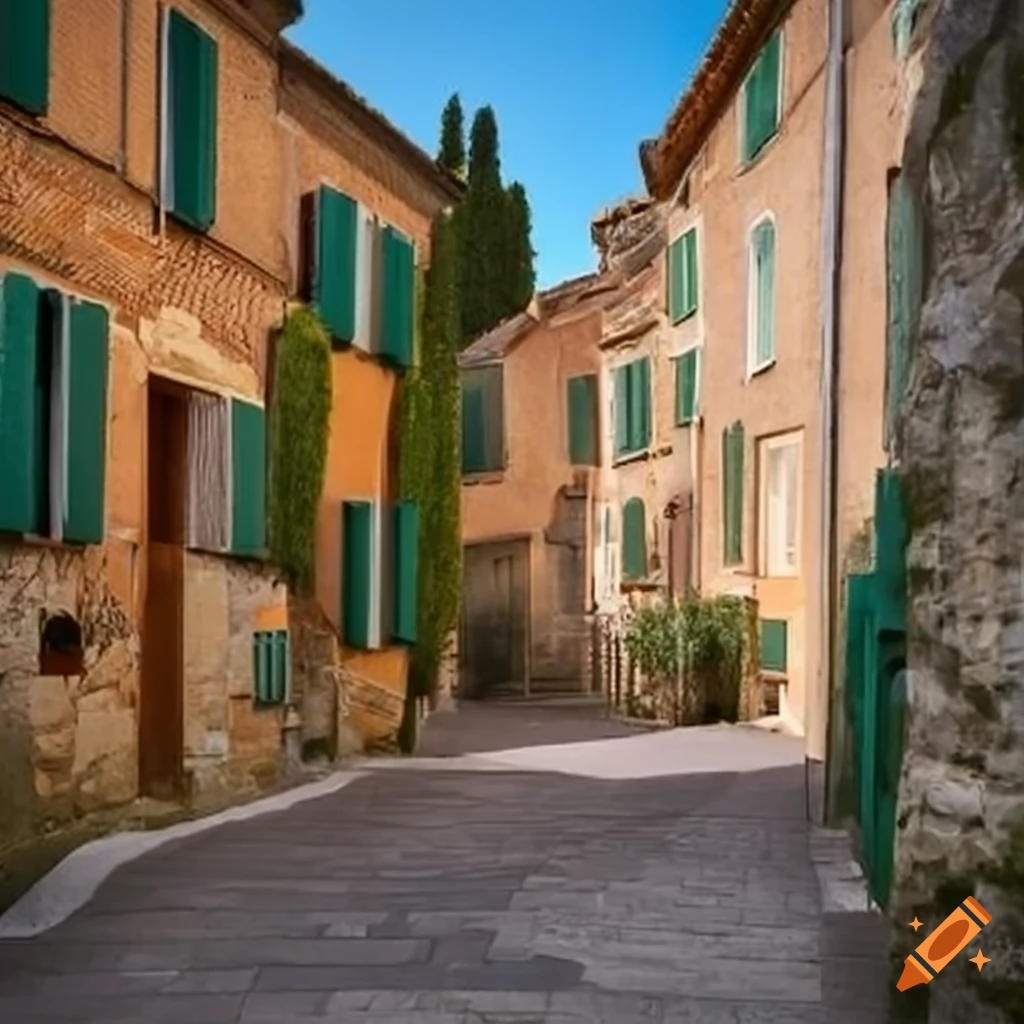 Provencal village background with vegetation on Craiyon