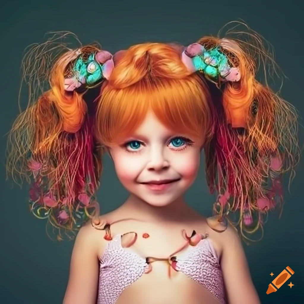 Colorful illustration of cute smiling girls on Craiyon