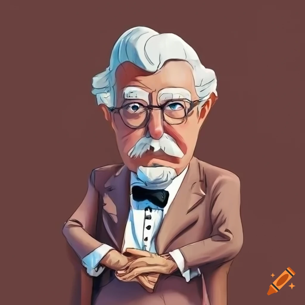 Cartoon of colonel sanders in a white suit on Craiyon