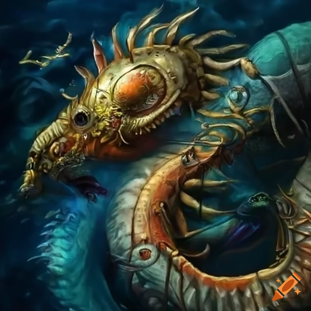 Steampunk-inspired sea creature artwork on Craiyon