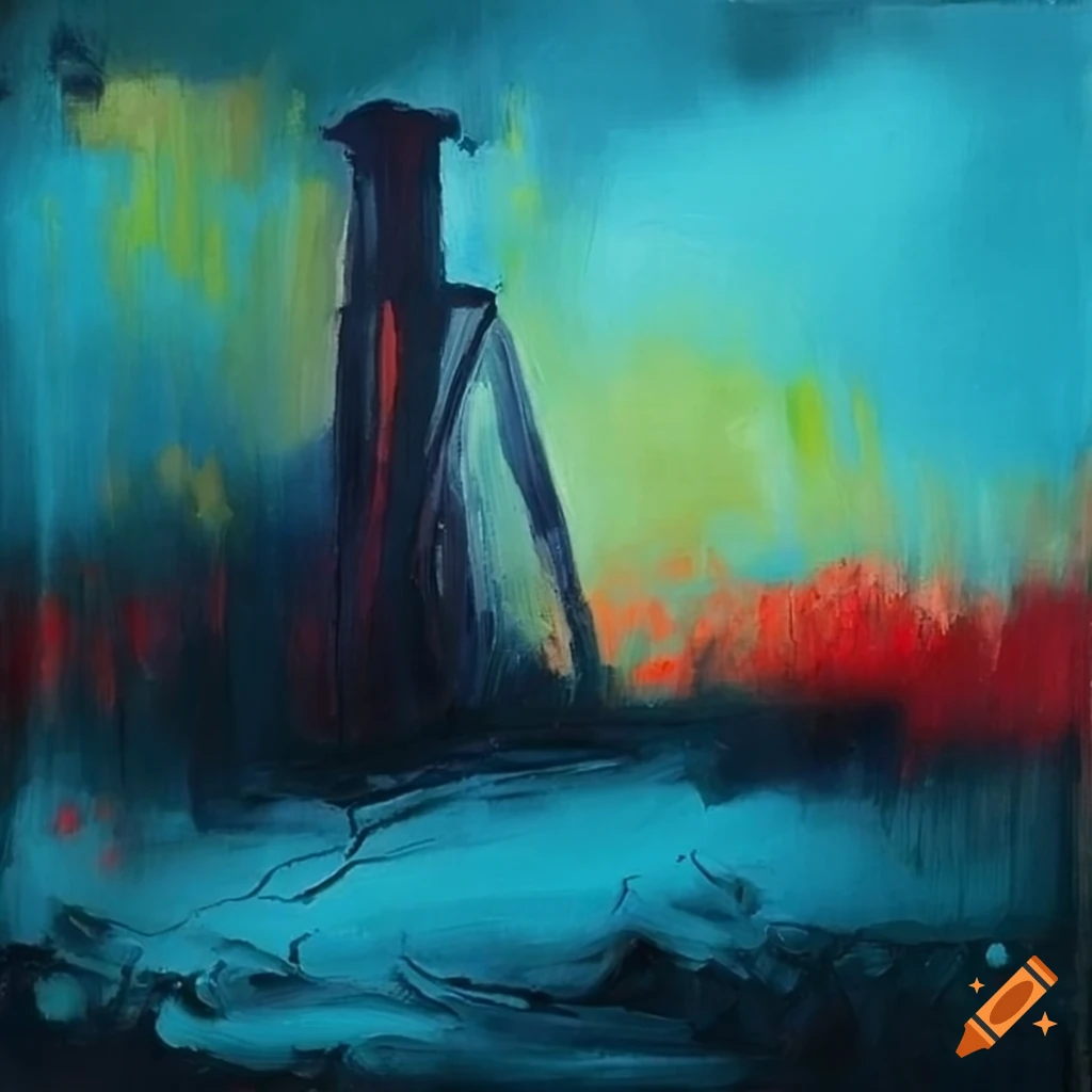 Abstract landscape painting of a tin mine by bryan wynter on Craiyon