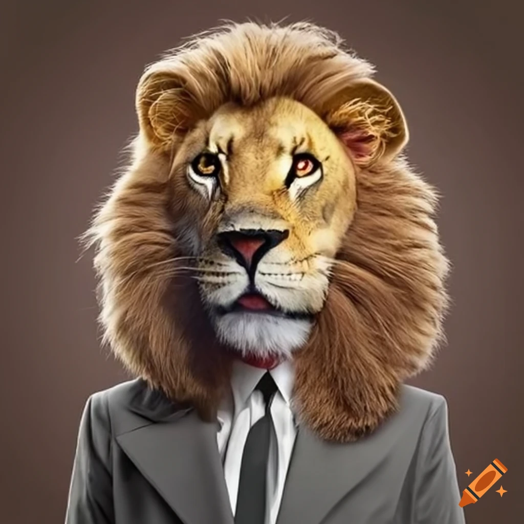 Lion wearing a spy costume