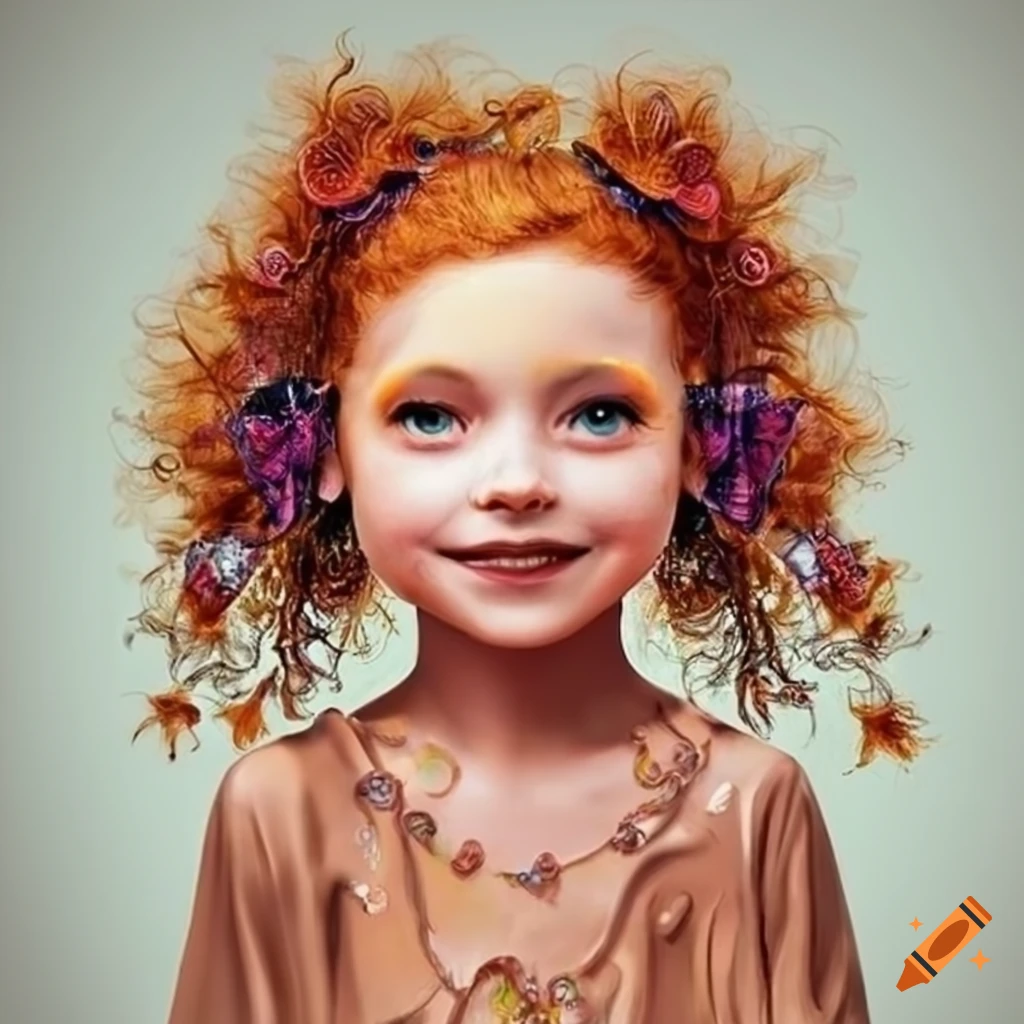 Colorful Illustration Of Smiling Ginger Haired Girls