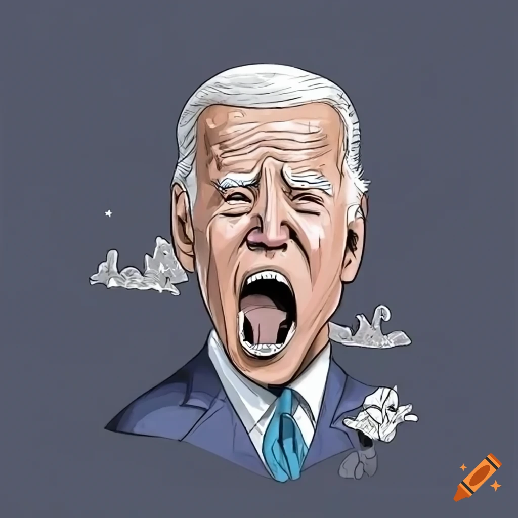 Cartoon depiction of Joe Biden yawning on Craiyon