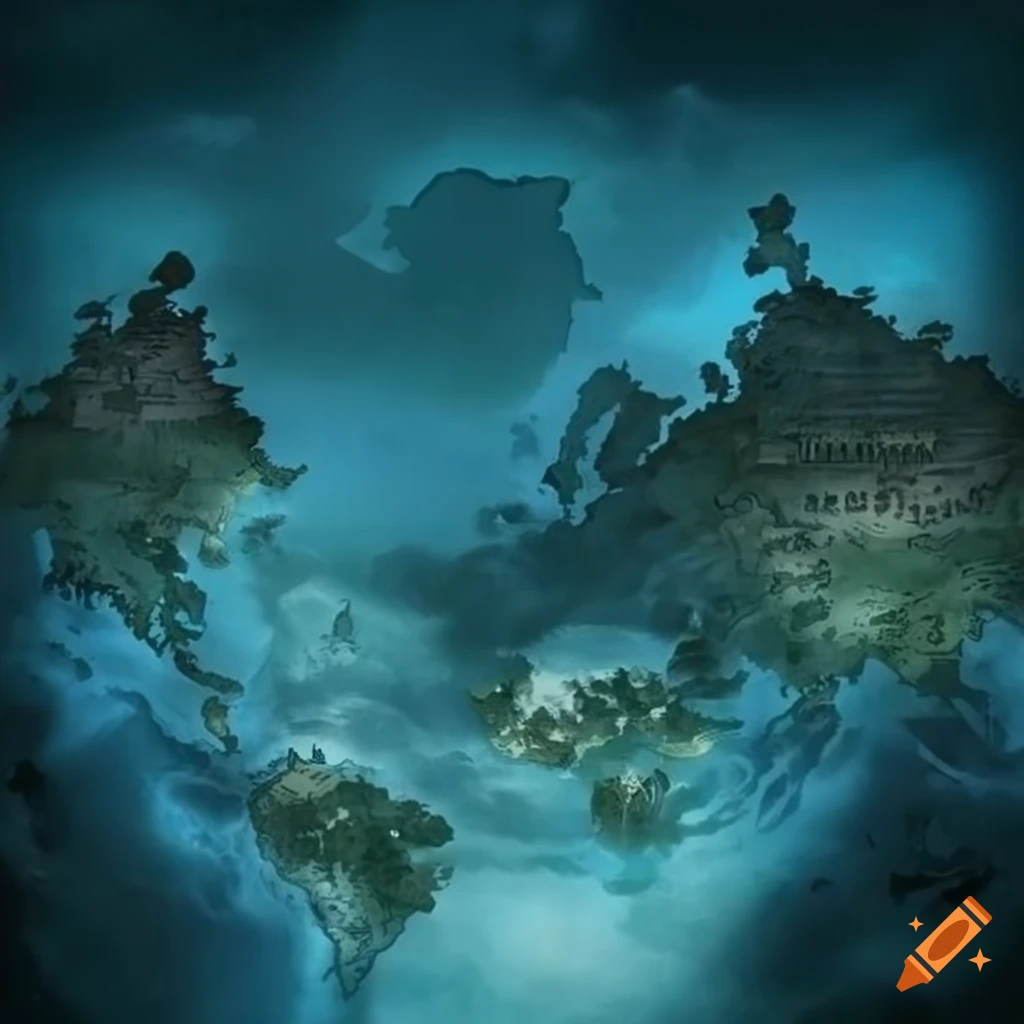 Rpg game world map in solo leveling style with floating worlds ...