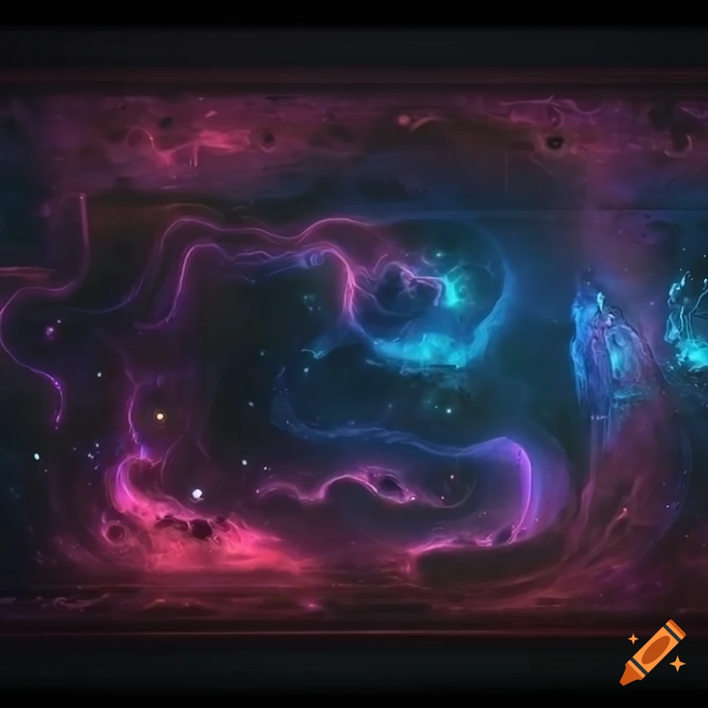 Cosmic RPG game UI with old map and bright colors on Craiyon