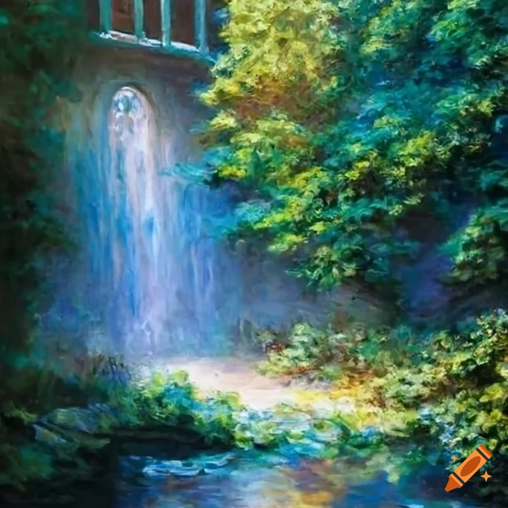 Moody monet-style painting of detailed winter labyrinth on Craiyon