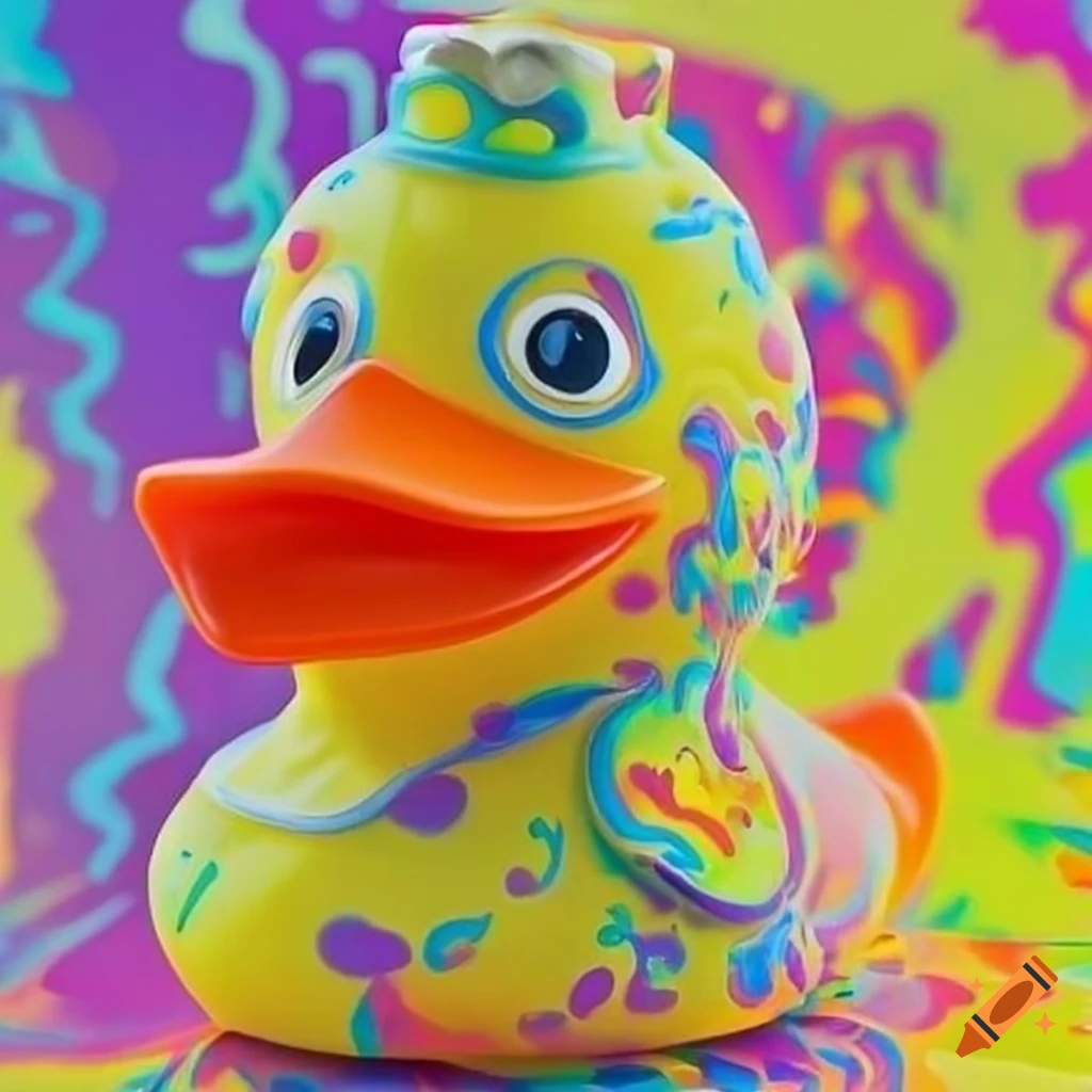 Sparkly rainbow duck in the night on Craiyon