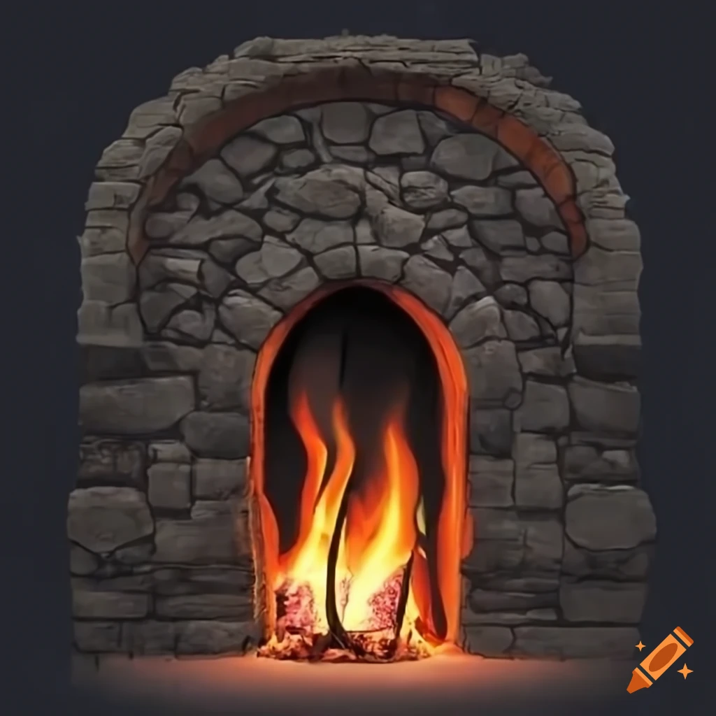 Stone arch with fire underneath on Craiyon
