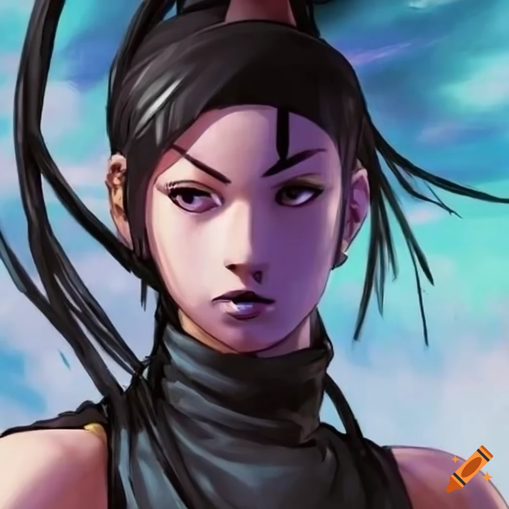 Artwork of ibuki from street fighter in balenciaga style